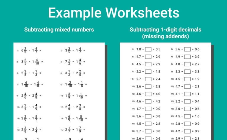 Fractions and Decimals Workbook for 4th Graders
