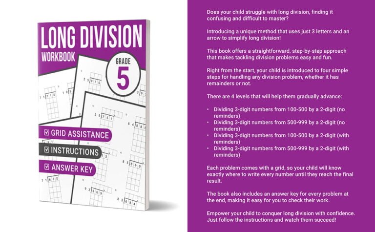 Long Division Workbook Grade 5 for Kids Ages 10-11
