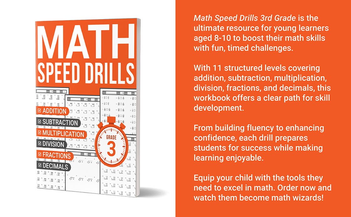 Math Speed Drills Workbook for 3rd Graders